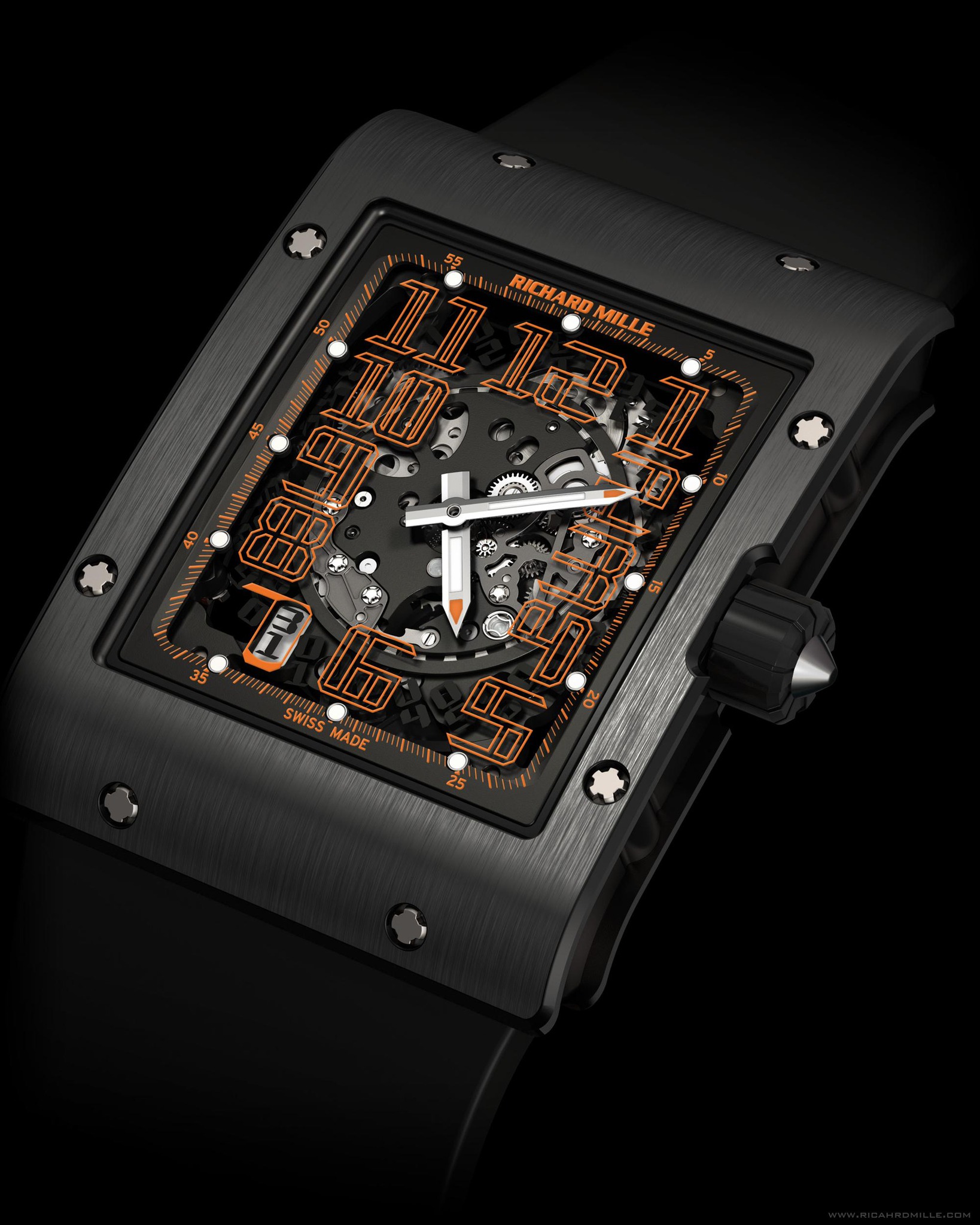 Replica Richard Mille RM 016 Automatic America Orange Black Titanium ...