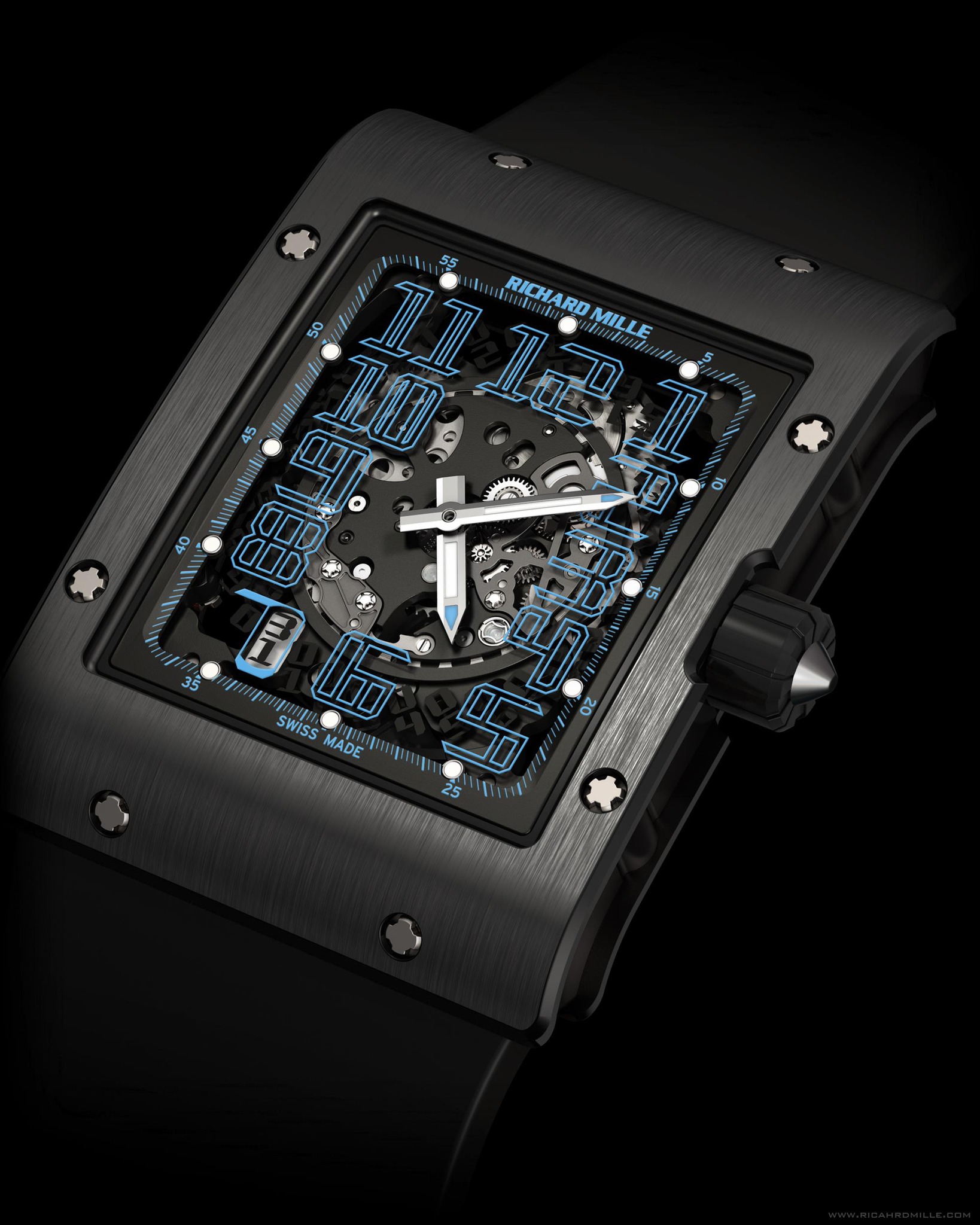 Replica Richard Mille RM 016 Automatic Argentina Blue Black Titanium ...