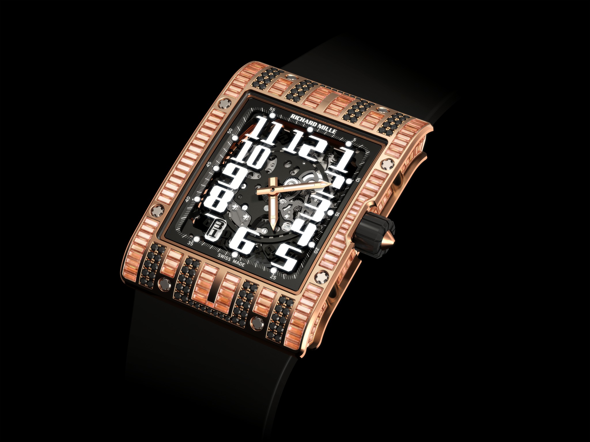 Replica Richard Mille RM 016 Automatic Mixte Diamonds Red Gold Watch ...